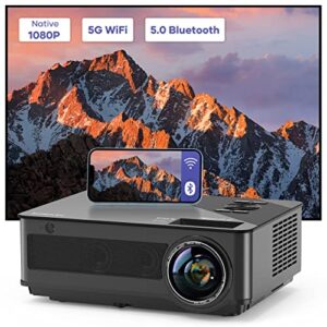 wifi bluetooth projector – 1080p native hd projector outdoor movie projector support 300″ screen, fangor 6″ tft panel home theater video projector with hifi stereo for smartphone, dvd, laptop, ps4