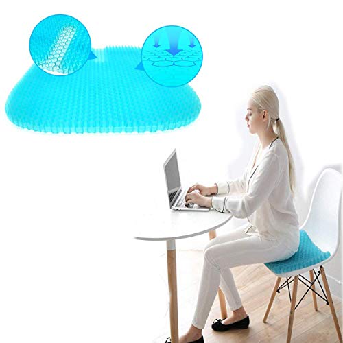 Gel Seat Cushion, Cushion for Office Chair Car Wheelchair Double Thick Egg Seat Cushion with Non-Slip Cover Breathable Honeycomb Pain Relief Egg Sitting