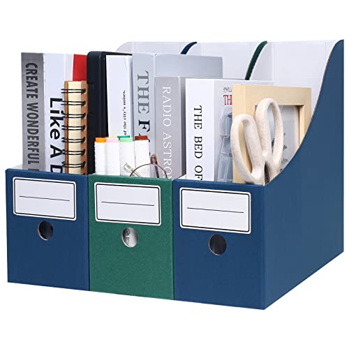 komstuon Magazine File Holder(6 Pack), Cardboard Magazine File Holder,Document Organizer,Desk File Organiser For School, Office, Home Magazine File Storage