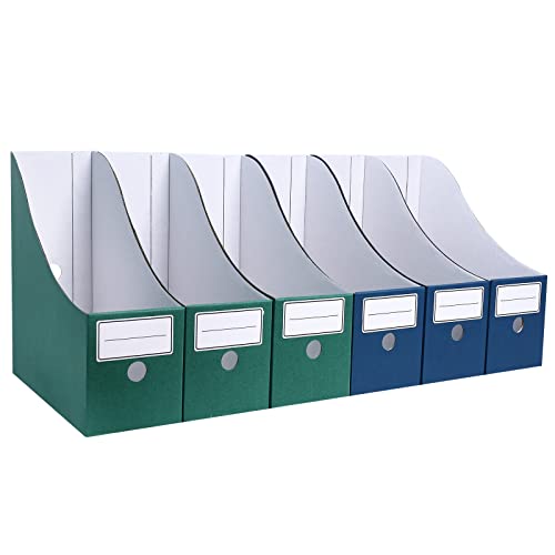 komstuon Magazine File Holder(6 Pack), Cardboard Magazine File Holder,Document Organizer,Desk File Organiser For School, Office, Home Magazine File Storage