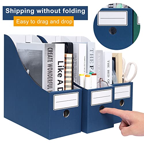 komstuon Magazine File Holder(6 Pack), Cardboard Magazine File Holder,Document Organizer,Desk File Organiser For School, Office, Home Magazine File Storage