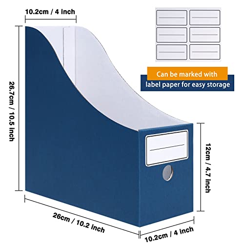 komstuon Magazine File Holder(6 Pack), Cardboard Magazine File Holder,Document Organizer,Desk File Organiser For School, Office, Home Magazine File Storage