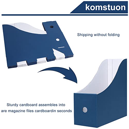 komstuon Magazine File Holder(6 Pack), Cardboard Magazine File Holder,Document Organizer,Desk File Organiser For School, Office, Home Magazine File Storage