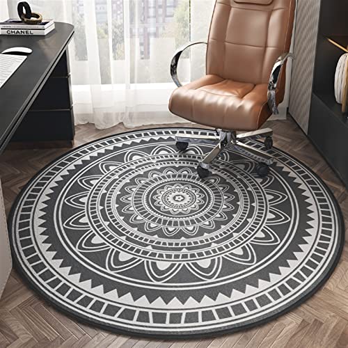 Heavyoff Round Office Chair Mat for Hardwood Floor Computer Gaming Rolling Chair Mat Floor Protector Mat Desk Rug Wood Tile Protection Mat for Office Home, Dark Grey, Diameter 32"