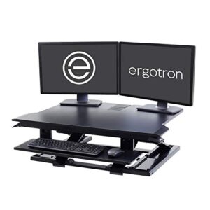 ergotron – workfit-tx standing desk converter, dual monitor sit stand ergonomic desk riser for tabletops – 32 inch width, black