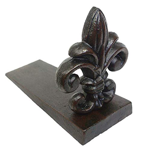 Lulu Decor 100% Cast Iron Fleur De Lis Door Stopper, 5 lbs 11 oz, Well Built Door Stopper, 6.50" H, 8" L