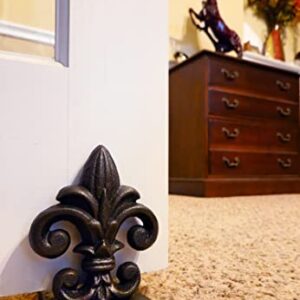 Lulu Decor 100% Cast Iron Fleur De Lis Door Stopper, 5 lbs 11 oz, Well Built Door Stopper, 6.50" H, 8" L