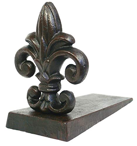 Lulu Decor 100% Cast Iron Fleur De Lis Door Stopper, 5 lbs 11 oz, Well Built Door Stopper, 6.50" H, 8" L