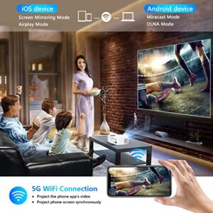 5G WiFi Bluetooth Native 1080P Projector, AILESSOM 15000 LM 450" Display Support 4K Movie Projector, High Brightness for Home Theater and Business, Compatible with iOS/Android/TV Stick/PS4/HDMI/USB