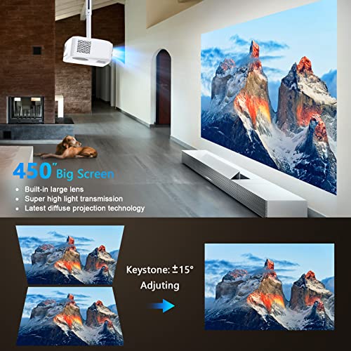 5G WiFi Bluetooth Native 1080P Projector, AILESSOM 15000 LM 450" Display Support 4K Movie Projector, High Brightness for Home Theater and Business, Compatible with iOS/Android/TV Stick/PS4/HDMI/USB