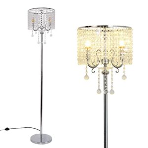 beaysyty elegant floor lamp for living room modern crystal stacked ball floor lamp bedroom reading chrome finish crystal shade 2-light