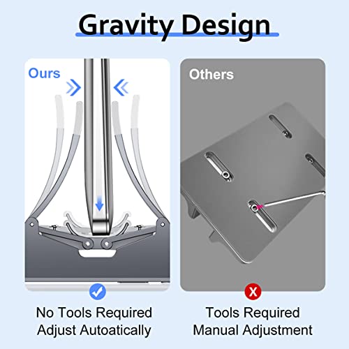 AmazeFan Vertical Laptop Stand Holder-Gravity Locking Holder Dock Space Saving Organizers and Storage for Desk-Compatible with MacBook/Air Pro/iPad/Dell/(Up to 17'')-Gray