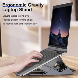 AmazeFan Vertical Laptop Stand Holder-Gravity Locking Holder Dock Space Saving Organizers and Storage for Desk-Compatible with MacBook/Air Pro/iPad/Dell/(Up to 17'')-Gray