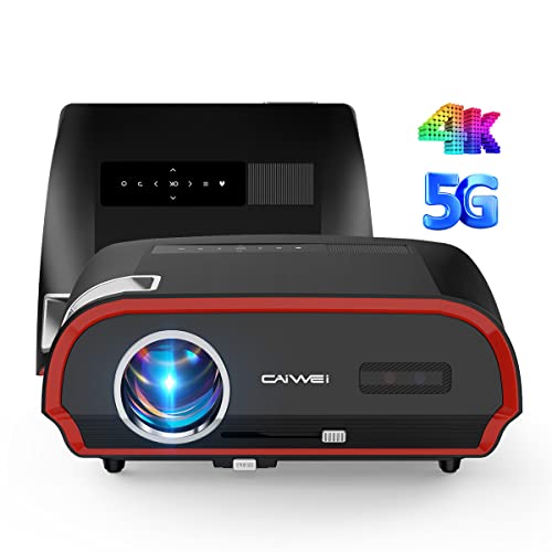 CAIWEI A12+ Smart 4K Projector Daylight with 5G WiFi Bluetooth, 1100ANSI Lumen Native 1080p Outdoor Movie Projector Home Theater Support 8000+Apps with HDMI LAN Input