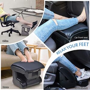 Scalebeard Under Desk Footrest Ergonomic Footrest Angle Height Adjustable Foot Rest with 3 Functional Modes & Massage,Max 120 Pounds Load for Office,Under Desk,Car,Home (Black)