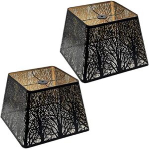 royxen 2 pack modern lamp shades metal lampshade for table lamp and floor light (square trees)