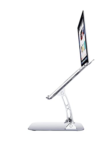 KBREE Aluminum Alloy Laptop Stand, Lifting and Foldable Desktop Riser with Cooling Function for Tablet Support, Adjustable, Multi-Angle Notebook Riser ,Compatible with All Laptop 10-15.6 Inches-Grey