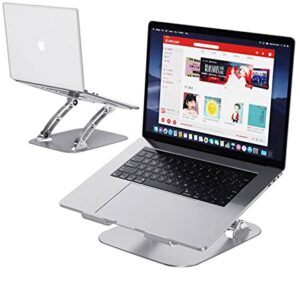 KBREE Aluminum Alloy Laptop Stand, Lifting and Foldable Desktop Riser with Cooling Function for Tablet Support, Adjustable, Multi-Angle Notebook Riser ,Compatible with All Laptop 10-15.6 Inches-Grey