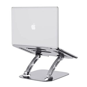 KBREE Aluminum Alloy Laptop Stand, Lifting and Foldable Desktop Riser with Cooling Function for Tablet Support, Adjustable, Multi-Angle Notebook Riser ,Compatible with All Laptop 10-15.6 Inches-Grey