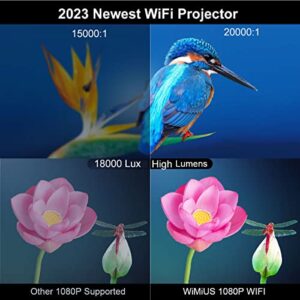 4K Projector, WiMiUS K3 5G WiFi Projector Support 60Hz Without Lag 500" Display Zoom Outdoor Projector for PS5, TV Stick, PC Smartphones