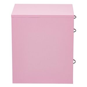 OSP Home Furnishings HPB Heavy Duty 3-Drawer Metal File Cabinet for Standard Files and Office Supplies, Pink Finish