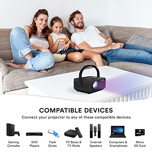 HD Portable LCD Home Theater Video Projector, Supports up to 1080P, by Core Innovations