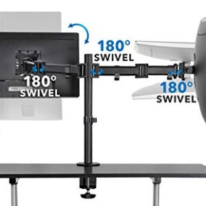 Mount-It! Mobile Standing Desk with Dual Monitor Mount - 40 Inch Wide Height Adjustable Rolling Computer Workstation with Four Wheels,