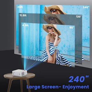 Projector, Outdoor Movie Projector with Screen, Full HD 1080P and 240" Supported, Portable Projector Compatible with Phone, SD Card, Fire Stick, PS5(100” Projector Screen Included)