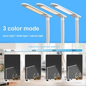 EMIE LED Desk Lamp with Wireless Charger, 15W Fast Wireless Charging Table Lamps for Home Office , 3 in 1 Multifunction Touch Control 3 Lighting Modes Eye-Caring Study Desk Light for Dorm Bedroom