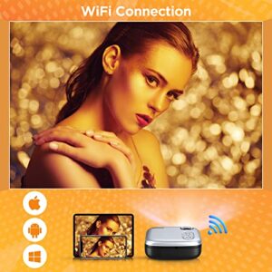 MOOKA WiFi Projector, 1080P Full HD Supported 200" Video Projector, 8000L Mini Projector, Movie Home Theater for TV Stick, Video Games, HDMI/USB/AUX/AV/PS4, iOS Android Smartphone Screen, Carrying Bag