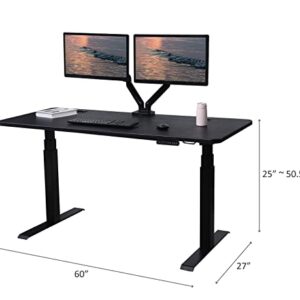 ApexDesk Elite K Series 60" x 27" Electric Height Adjustable Standing Desk with LED Memory Controller (60” x 27” Rectangular Top, Black)