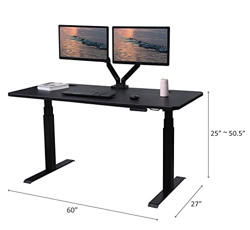 ApexDesk Elite K Series 60" x 27" Electric Height Adjustable Standing Desk with LED Memory Controller (60” x 27” Rectangular Top, Black)