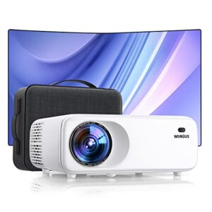 5g wifi bluetooth projector 4k support, 450 ansi native 1080p wimius w6 outdoor movie projector with 300″ display , 4p/4d keystone, 50% zoom, video projector compatible ios/android/tv stick/ps4/ppt