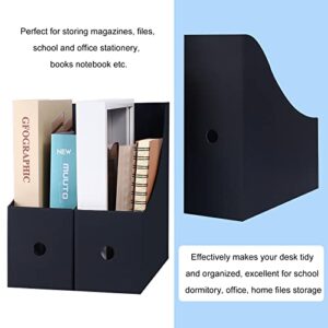 LE PAPILLION JEWELRY 6 Pack Magazine File Holders, Cardboard Magazine Holder with Labels, Document Storage Organizer Box for Office School Home Hospital Desktop Storage, Black