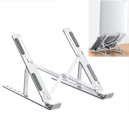 TenYua Laptop Stand for Desk,Portable Laptop Holder,6 Angles Adjustable Aluminum Tablet Stand Foldable Laptop Bracket Compatible with 9-15.6 inch Laptops