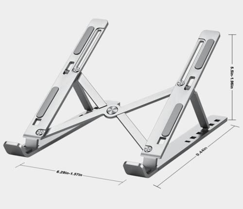 TenYua Laptop Stand for Desk,Portable Laptop Holder,6 Angles Adjustable Aluminum Tablet Stand Foldable Laptop Bracket Compatible with 9-15.6 inch Laptops