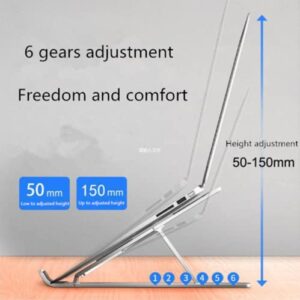 TenYua Laptop Stand for Desk,Portable Laptop Holder,6 Angles Adjustable Aluminum Tablet Stand Foldable Laptop Bracket Compatible with 9-15.6 inch Laptops