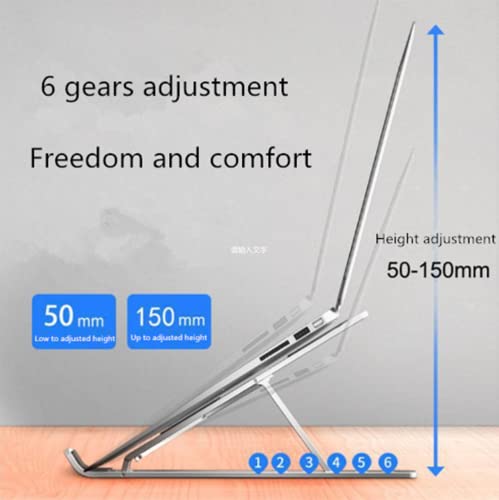 TenYua Laptop Stand for Desk,Portable Laptop Holder,6 Angles Adjustable Aluminum Tablet Stand Foldable Laptop Bracket Compatible with 9-15.6 inch Laptops