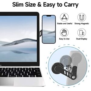 LCYATSI Magnetic Phone Holder, Laptop or Desktop Monitor Side Mount Phone Holder, Slim Portable Foldable Laptop Mount for iPhone 14/13/12 Pro Max Mini MagSafe Case & All Phones, Black