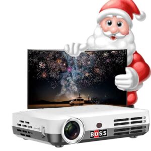 boss s7 projector | 7000 lumens | 2160p ultra hd 4k, android, bluetooth, 3d mobile mirroring, compatible with mobile phone, usb, hdmi