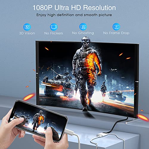 AuKing Mini Projector with Lightning to HDMI Adapter, Home Theater Video Projector for iPhone/iPad