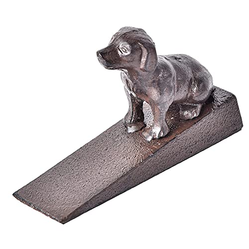 Sungmor Solid Cast Iron Door Stops with Non-Slip Mat - Powerful Resistance & Cute Dog Shape & Antique Style - Decorative Door Stopper Wedge - Windproof Door Holder - Perfect for Any Kinds of Ground