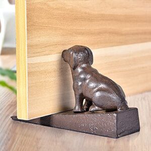 Sungmor Solid Cast Iron Door Stops with Non-Slip Mat - Powerful Resistance & Cute Dog Shape & Antique Style - Decorative Door Stopper Wedge - Windproof Door Holder - Perfect for Any Kinds of Ground