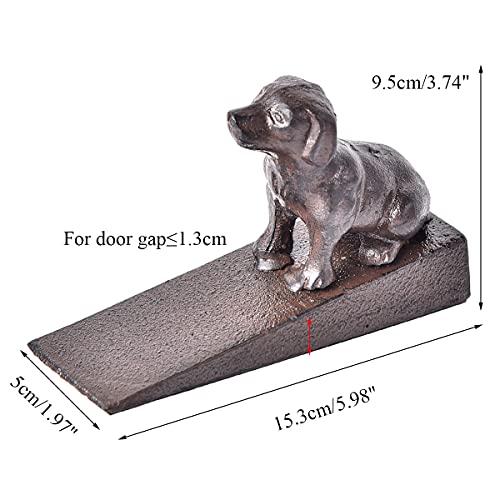 Sungmor Solid Cast Iron Door Stops with Non-Slip Mat - Powerful Resistance & Cute Dog Shape & Antique Style - Decorative Door Stopper Wedge - Windproof Door Holder - Perfect for Any Kinds of Ground