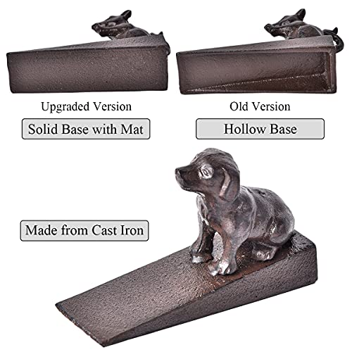 Sungmor Solid Cast Iron Door Stops with Non-Slip Mat - Powerful Resistance & Cute Dog Shape & Antique Style - Decorative Door Stopper Wedge - Windproof Door Holder - Perfect for Any Kinds of Ground