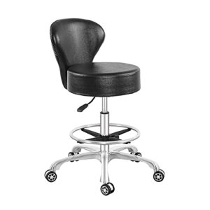 hydraulic rolling stool desk chair drafting adjustable with backrest heavy duty for office kitchen medical dentist shop and home (with footrest)