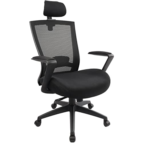 FAMSINGO Big and Tall Office Chair for Heavy People 400lb, Memory Sponge Cushion, Ergonomic Desk Chair Mesh Computer Chair, Adjustable Height, Headrest, and Lumbar Support, Black