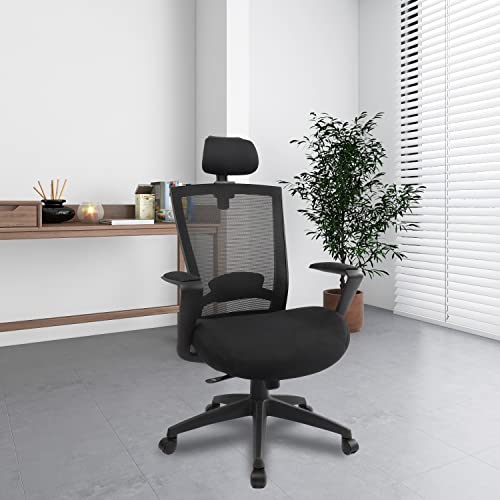 FAMSINGO Big and Tall Office Chair for Heavy People 400lb, Memory Sponge Cushion, Ergonomic Desk Chair Mesh Computer Chair, Adjustable Height, Headrest, and Lumbar Support, Black