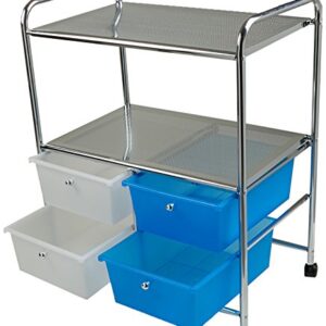 Mind Reader Rolling Utility Cart, 25 Inch, Silver 4 Drawer