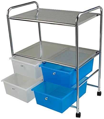 Mind Reader Rolling Utility Cart, 25 Inch, Silver 4 Drawer